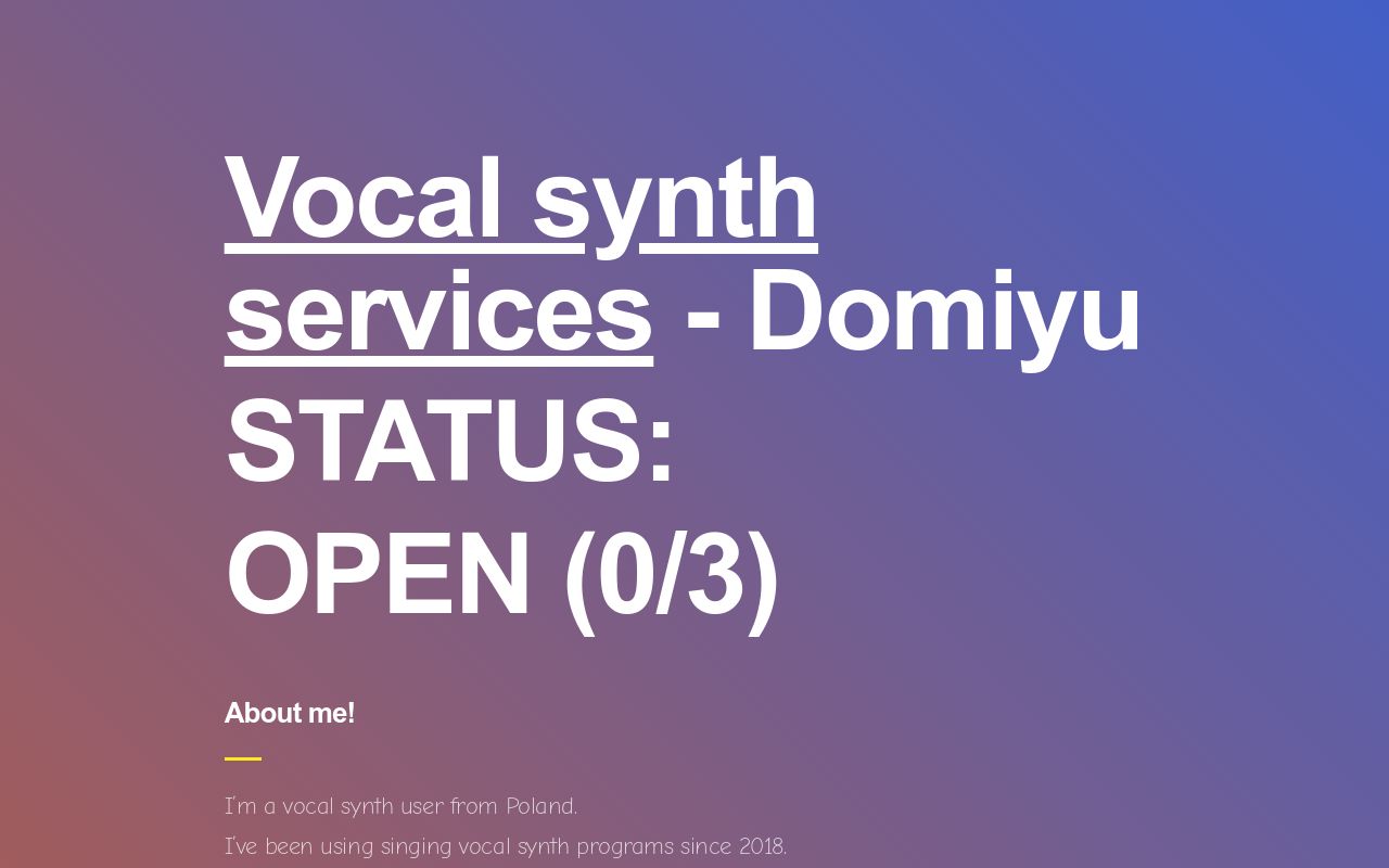 Vocal synth services - Domiyu